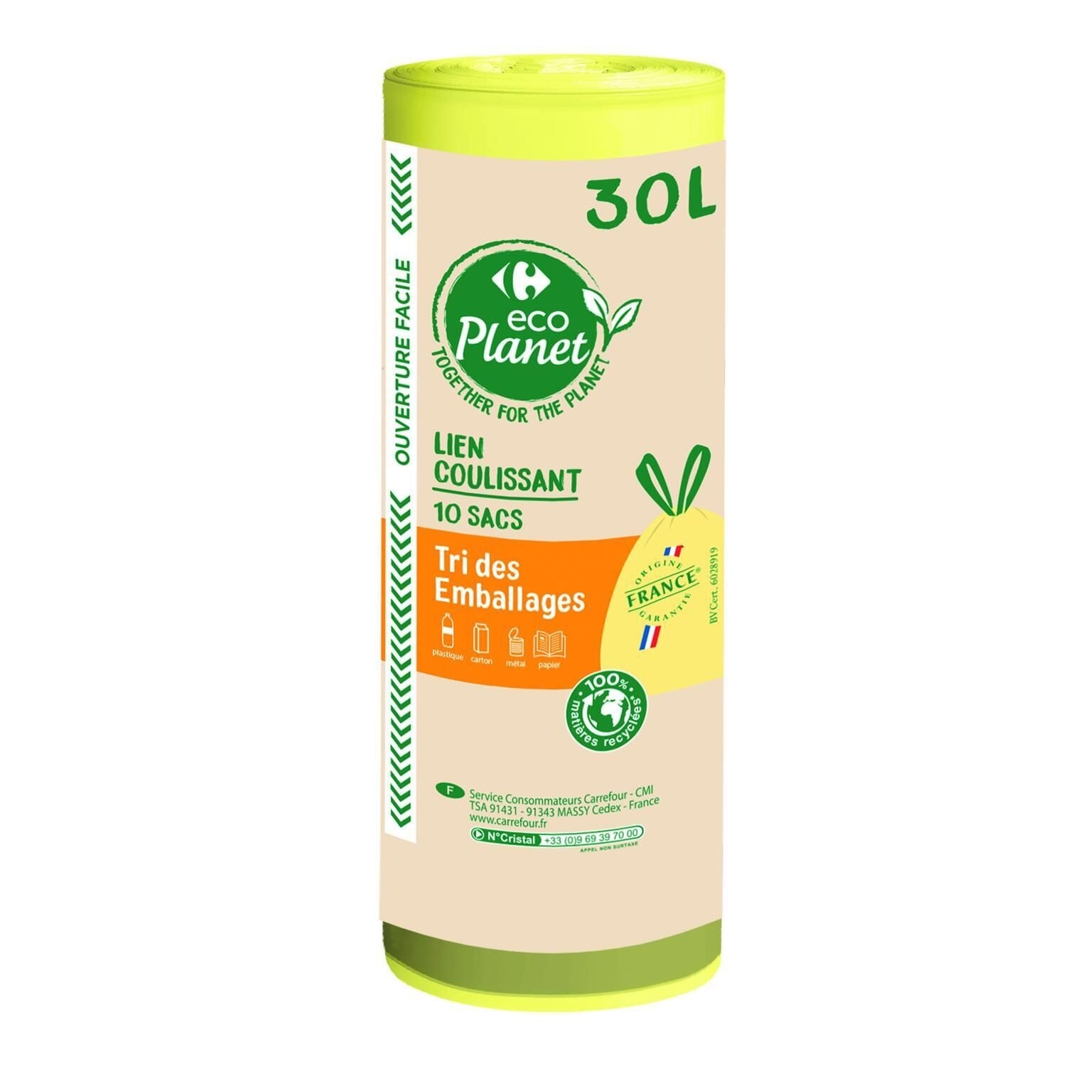 Sac poubelle à lien coulissant, spécial tri sélectif 30L ECOPLANET – La ...